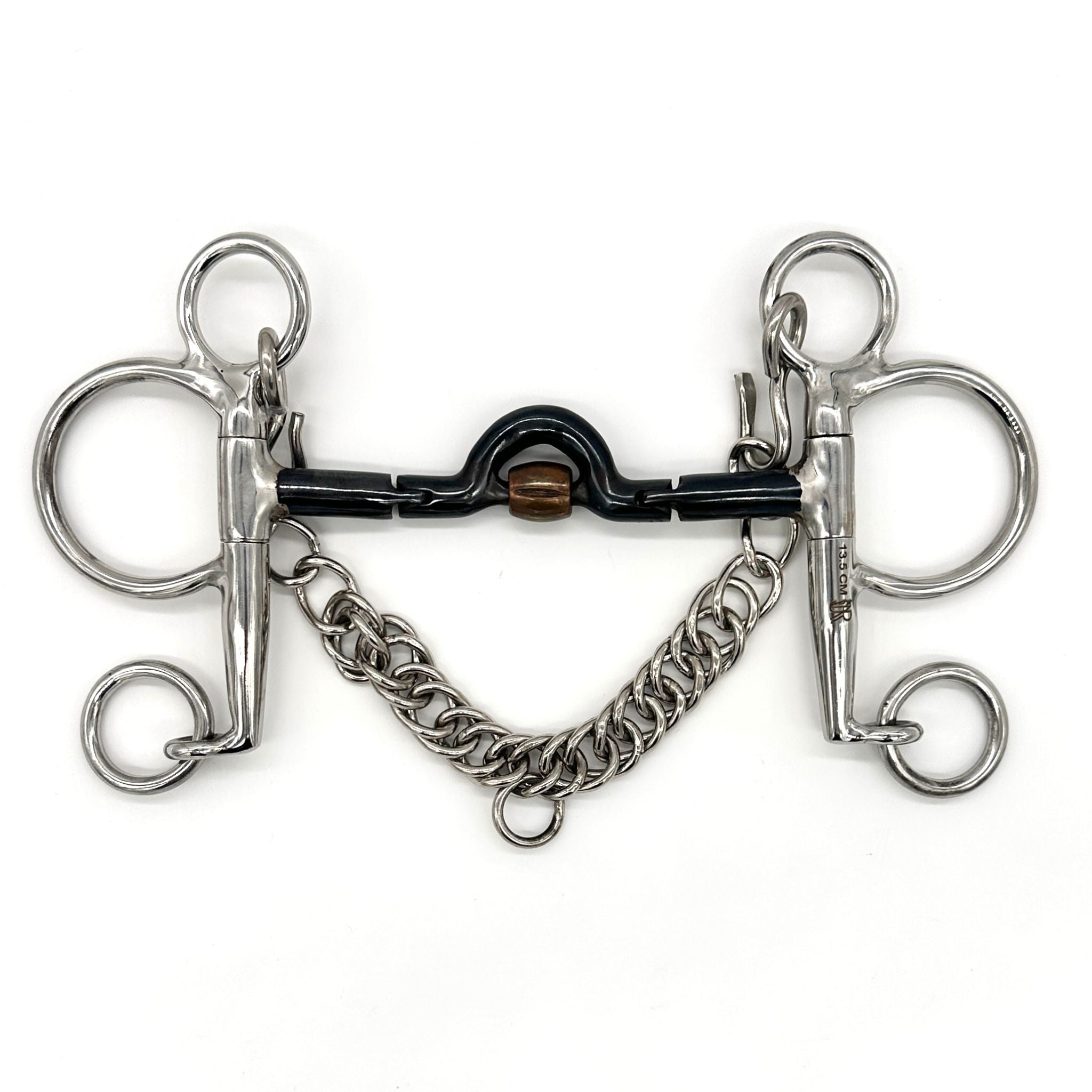 Locking Hinged Port Sweet Iron Pelham Bit with Copper Roller Bit – AJR ...