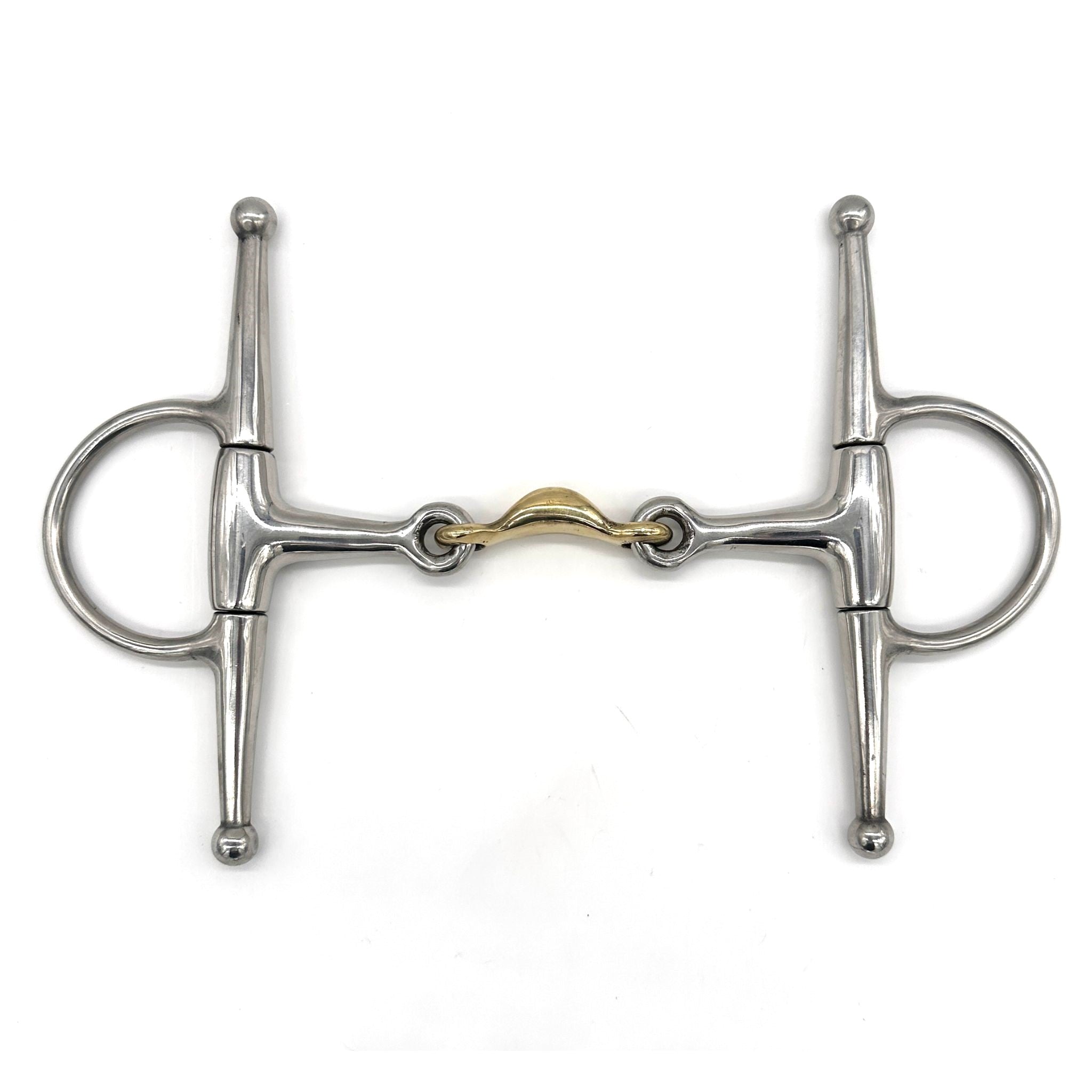 Double Jointed Brass Quarter Moon Full Cheek Bit – AJR Sport