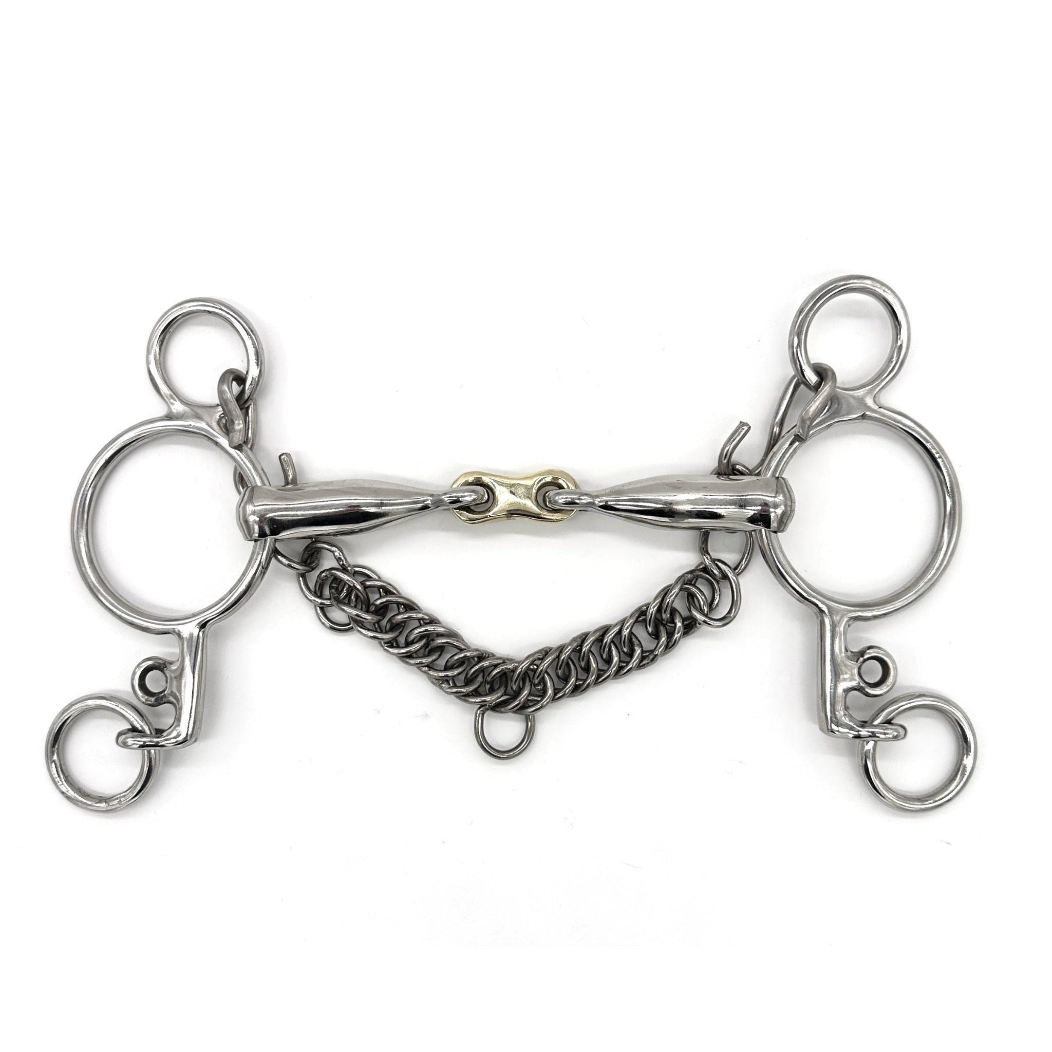 Double Jointed Loose Ring Pelham Bit with Brass French Link Bit – AJR Sport